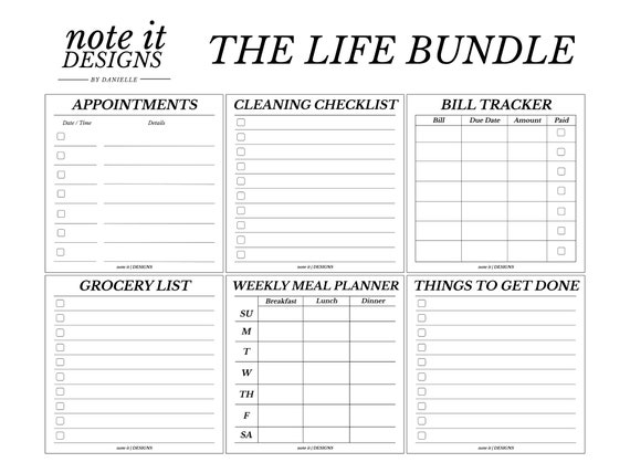 Life Sticky Note Bundle Printable Sticky Note Minimalist | Etsy