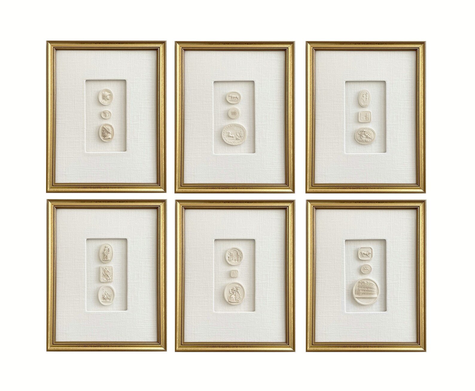 Intaglios Set of 6 - European Intaglios - Linen Shadowbox Framed Art - Etsy