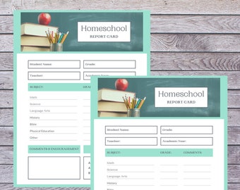 Digital Download Report Card, Grade Card for Homeschooling, Flower ...