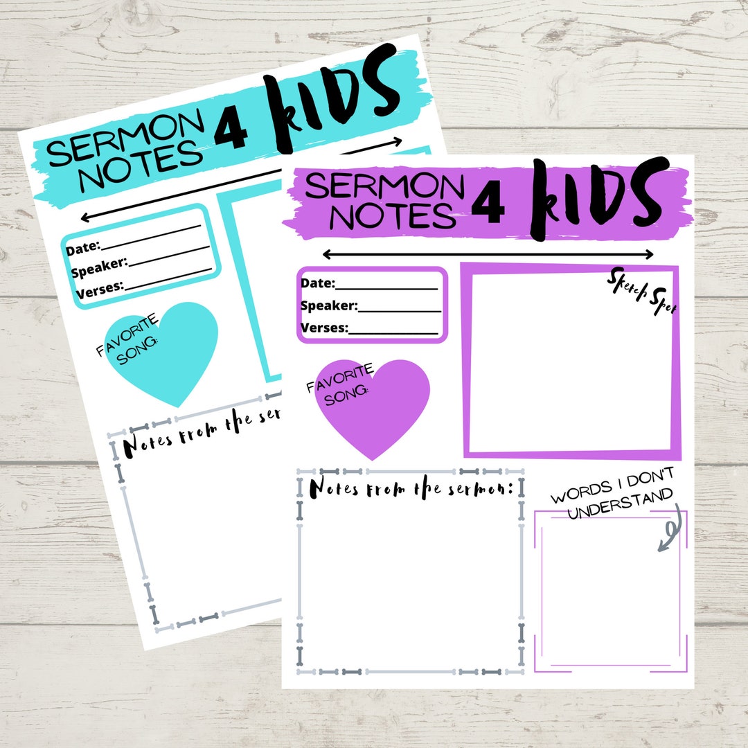 Printable Kids Sermon Notes - BOTH Colors - Etsy