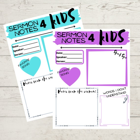 Printable Kids Sermon Notes BOTH Colors | Etsy