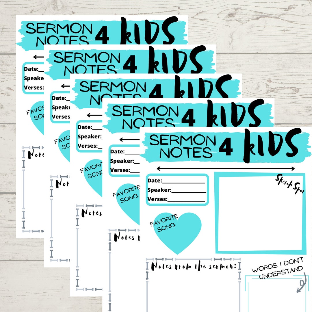 PRINTABLE Blue Kids Sermon Notes - Etsy