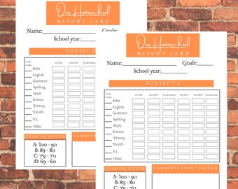 INSTANT DOWNLOAD Printable Homeschool Report Card Pink | Etsy