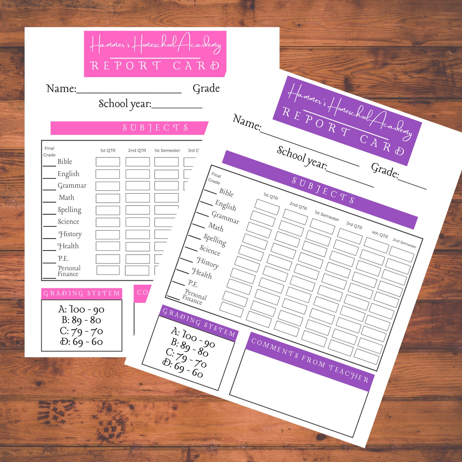 PRINTABLE Homeschool Report Card - Etsy