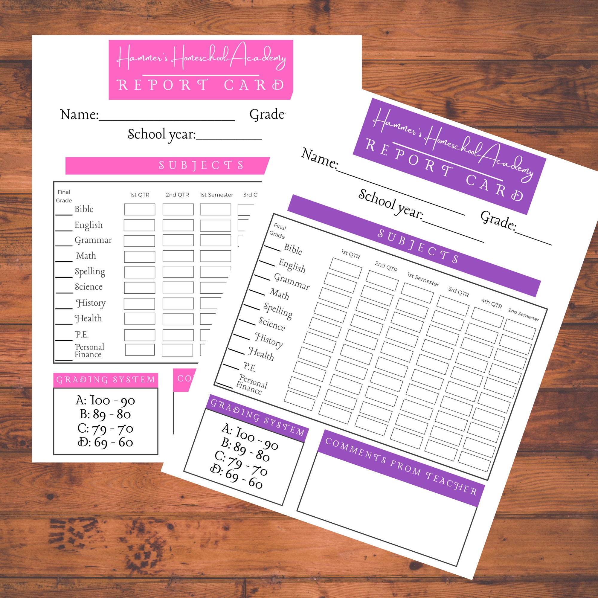 PRINTABLE Homeschool Report Card - Etsy