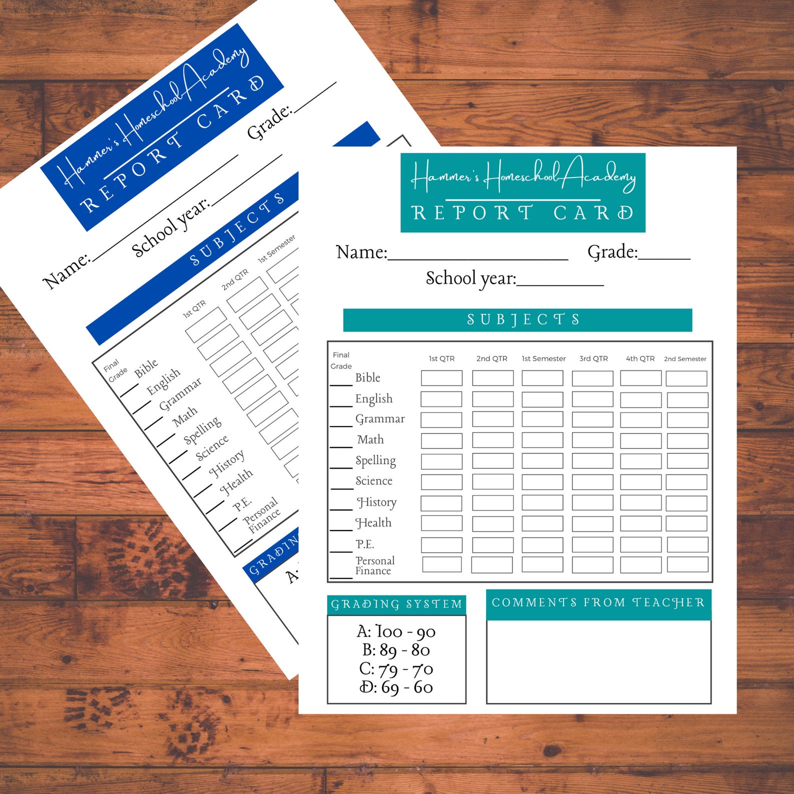 PRINTABLE Homeschool Report Card - Etsy