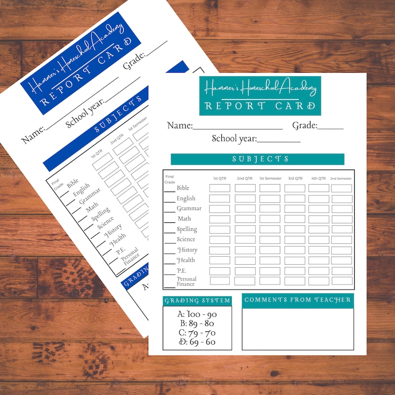 PRINTABLE Homeschool Report Card - Etsy