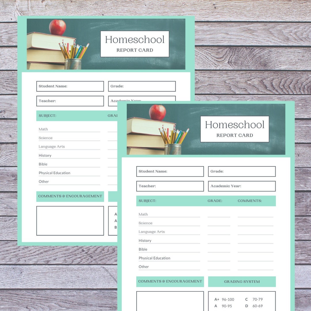 INSTANT DOWNLOAD Homeschool Report Card - Etsy