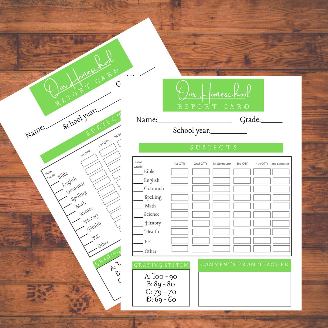 INSTANT DOWNLOAD Printable Homeschool Report Card - Lime Green - Etsy