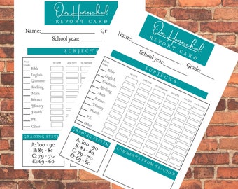 INSTANT DOWNLOAD Printable Homeschool Report Card Pink | Etsy