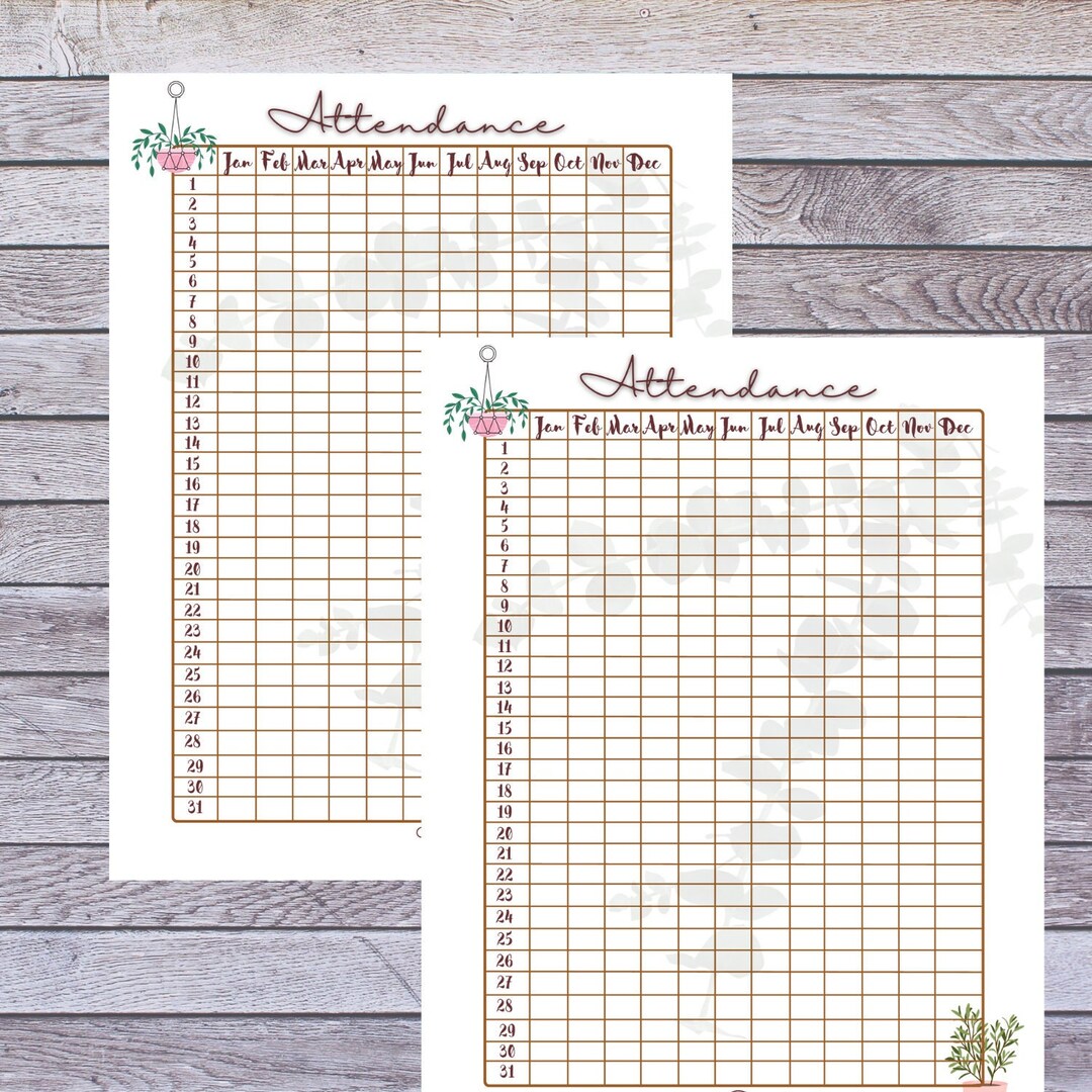 INSTANT DOWNLOAD Homeschool Attendance Sheet - Etsy