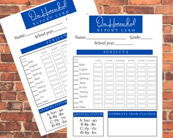 INSTANT DOWNLOAD Printable Homeschool Report Card Teal | Etsy