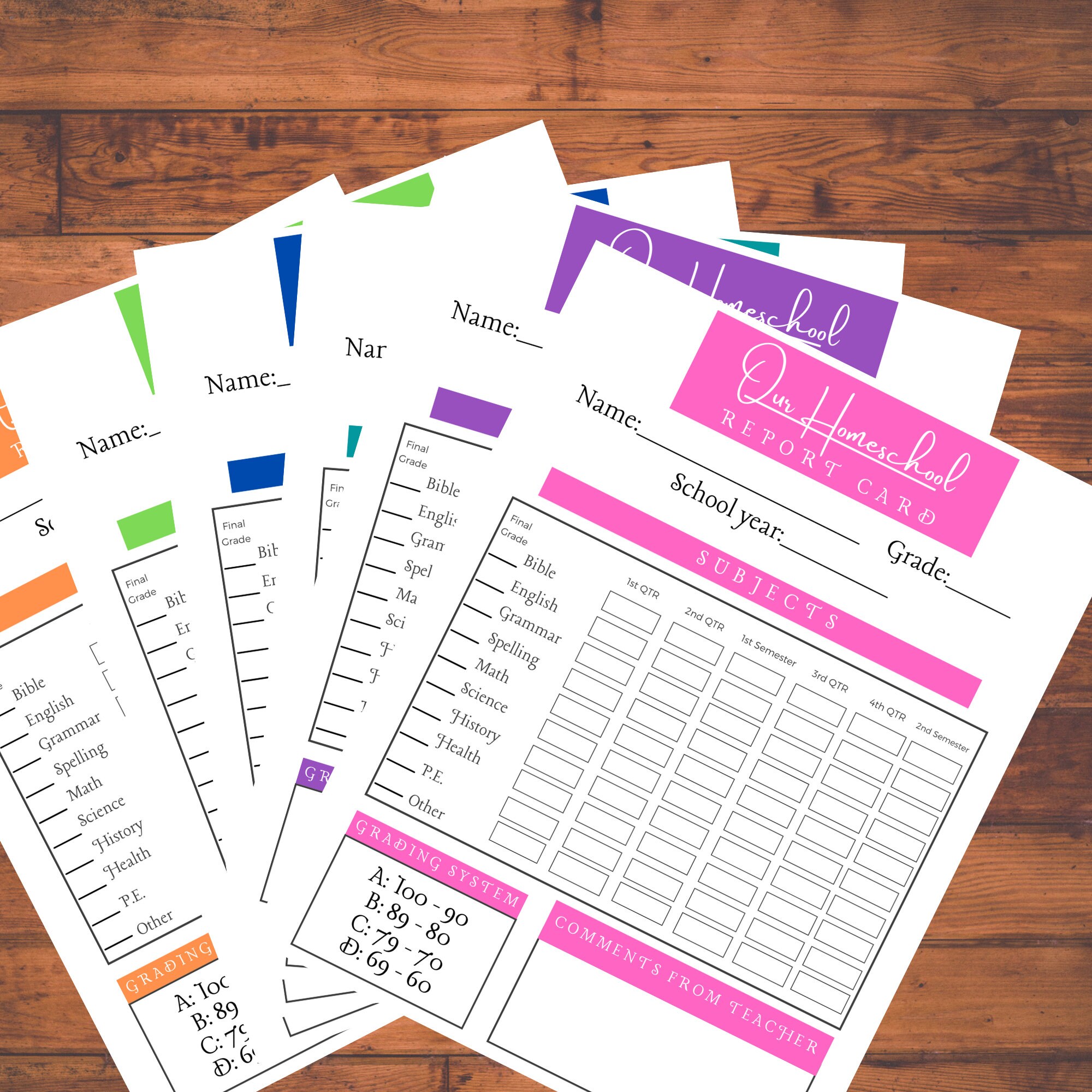 INSTANT DOWNLOAD BUNDLE Printable Homeschool Report Card - Etsy