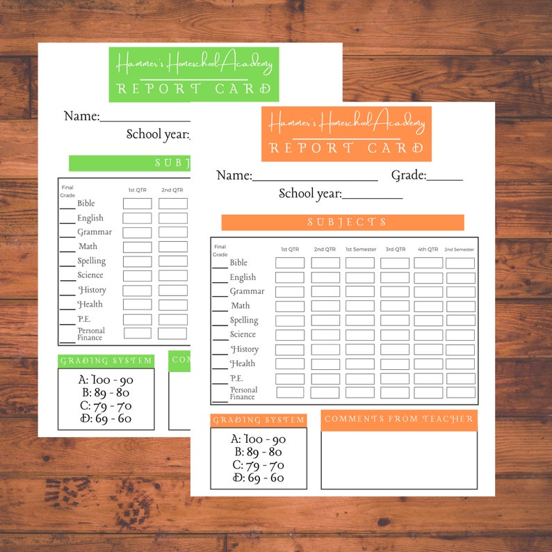 PRINTABLE Homeschool Report Card - Etsy