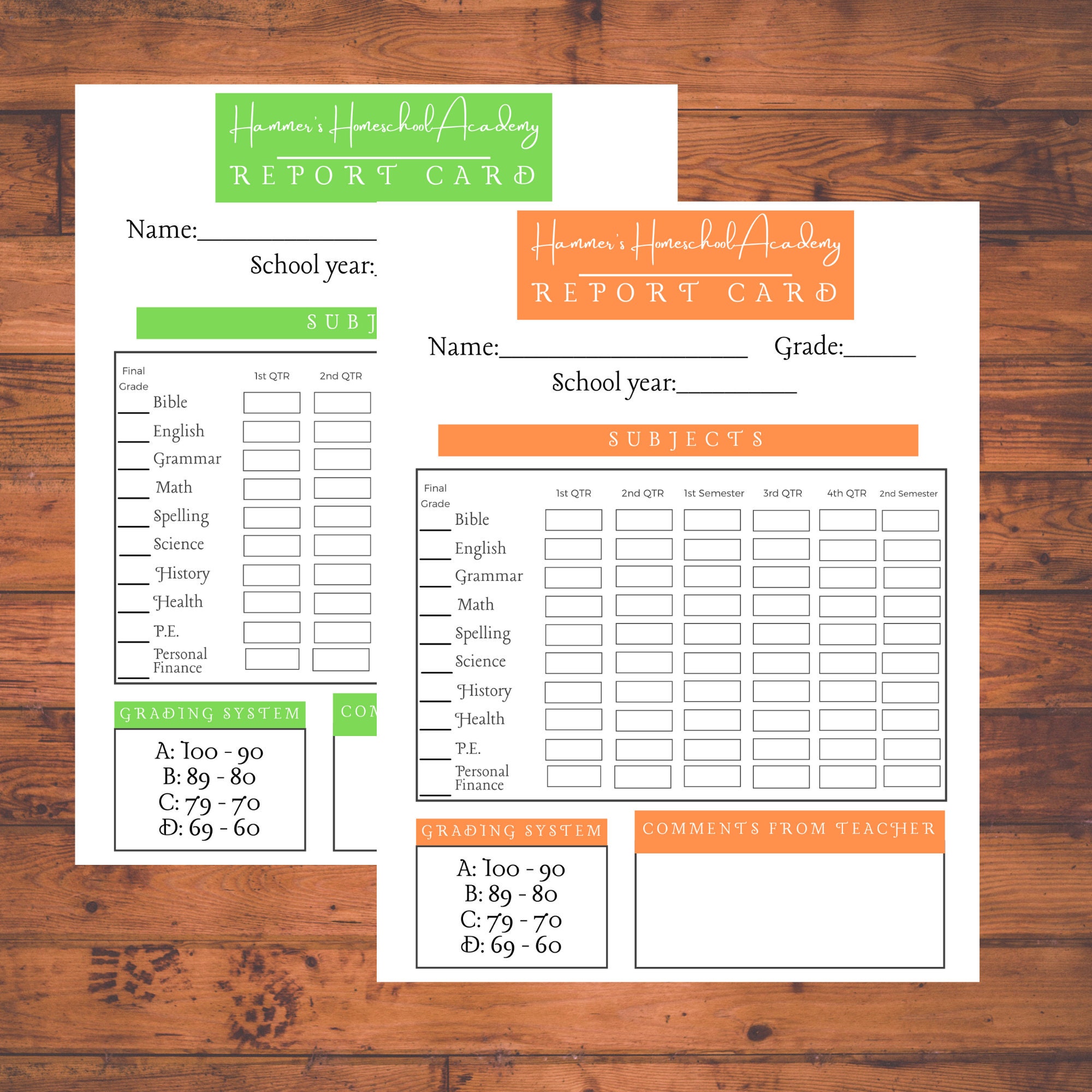 PRINTABLE Homeschool Report Card - Etsy