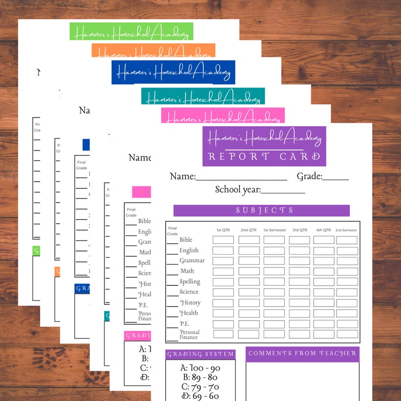 PRINTABLE Homeschool Report Card - Etsy