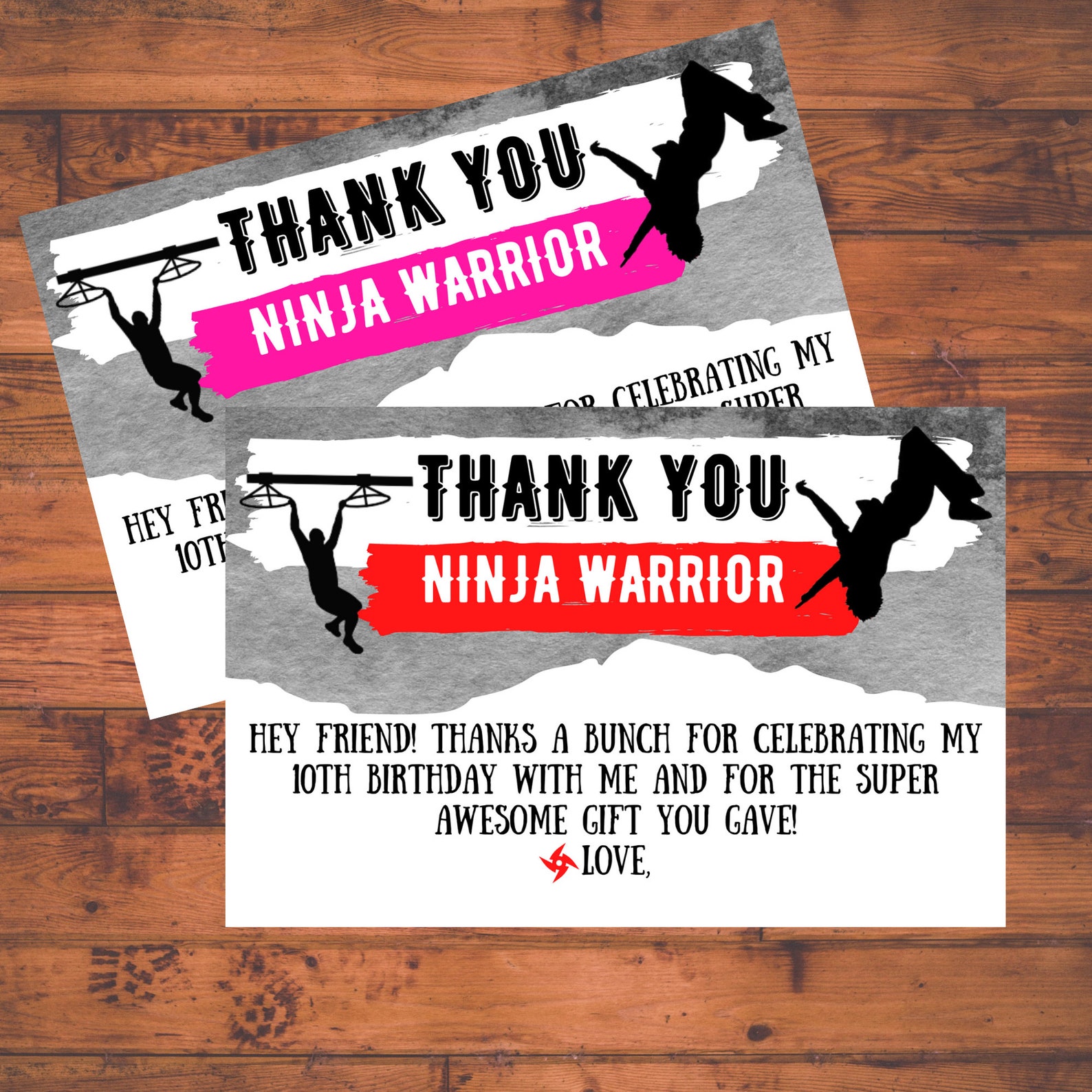 PRINTABLE Ninja Warrior Thank You Cards - Etsy
