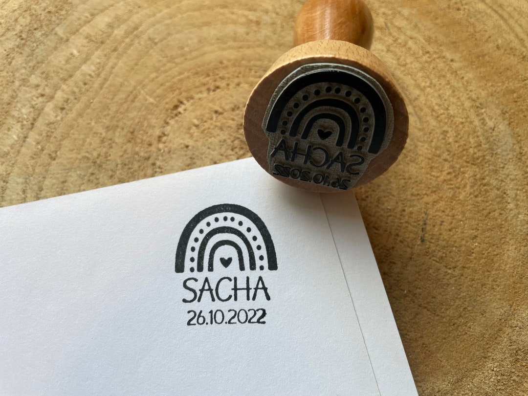 Personalized Rainbow Stamp. Rainbow Ink Stamp. Large Customizable Birth ...