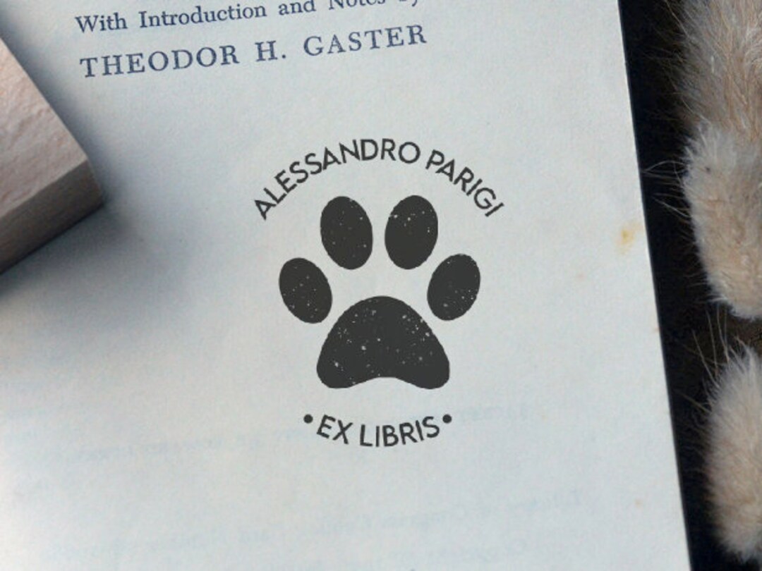 Personalized Dog Paw Book Stamp. Ex Libris First Name and Dog Ink Stamp ...