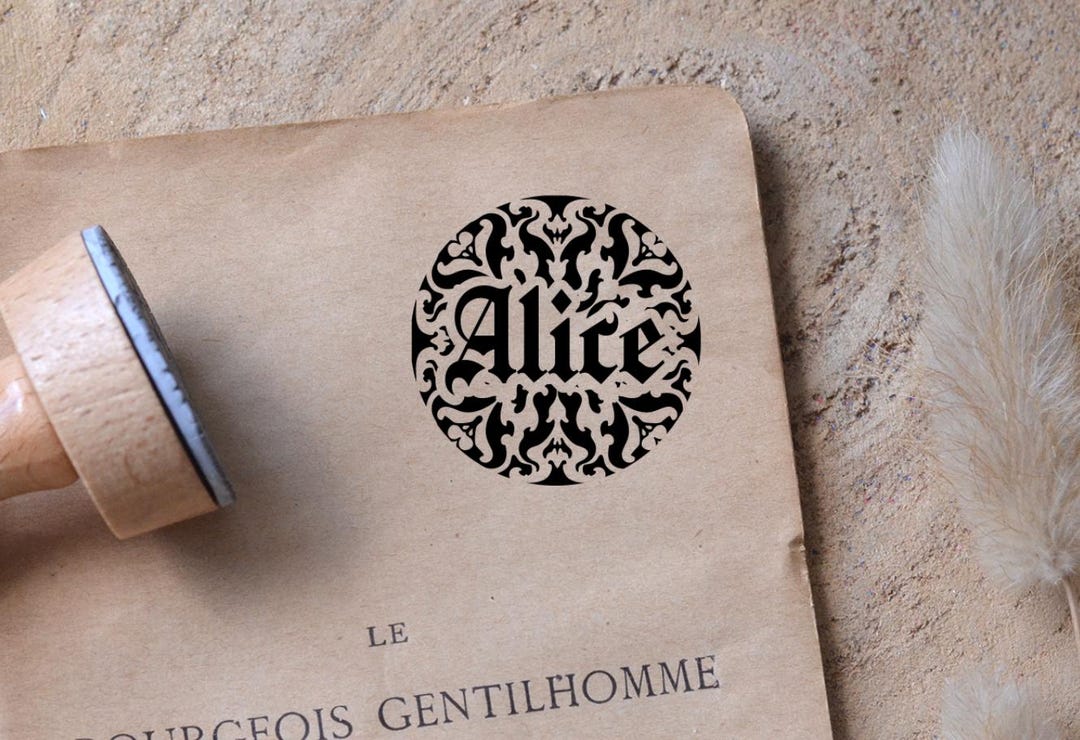 Personalized Gothic Ink Stamp With First Name and Birth. Gothic Stamp ...