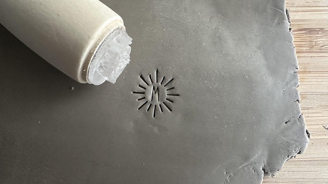 Personalized Pottery Stamp Minimalist Sun and Initial. Initials Ceramic ...