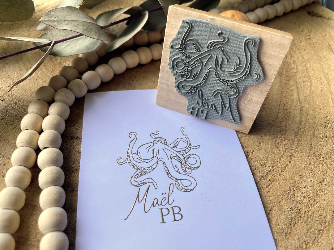 Personalized Octopus Stamp. First Name & Octopus Ink Stamp. Large ...