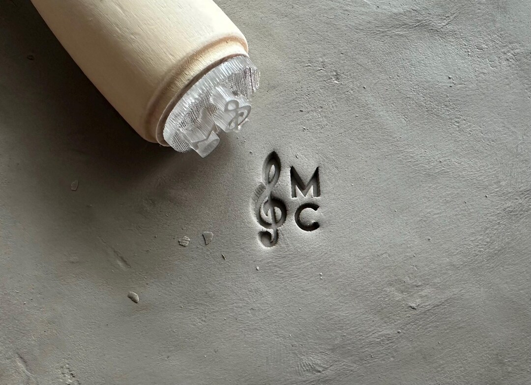 Pottery Stamp: Musical Note, Treble Clef With Initials. Personalized ...