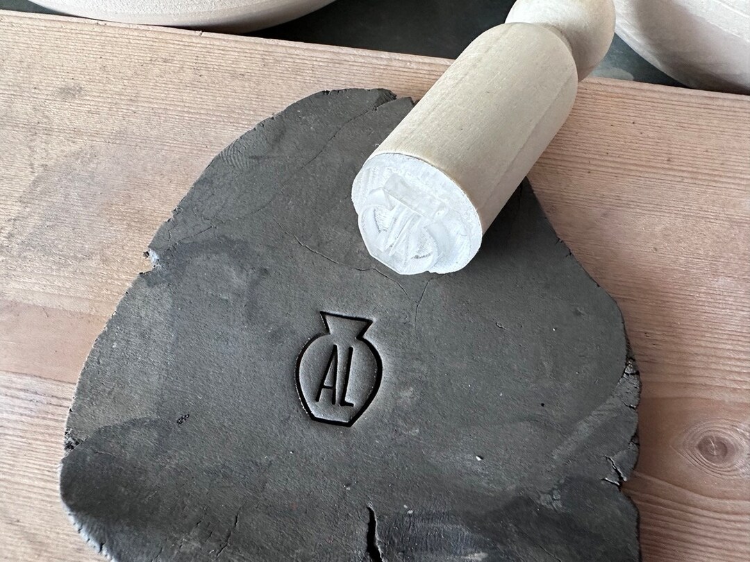 Custom Pottery Stamp Jar and Initials. Initials Ceramic Stamp ...