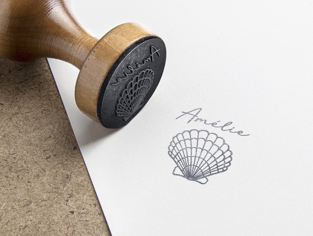 Personalized Seashell Stamp. Ink Stamp With Name and Seashell ...