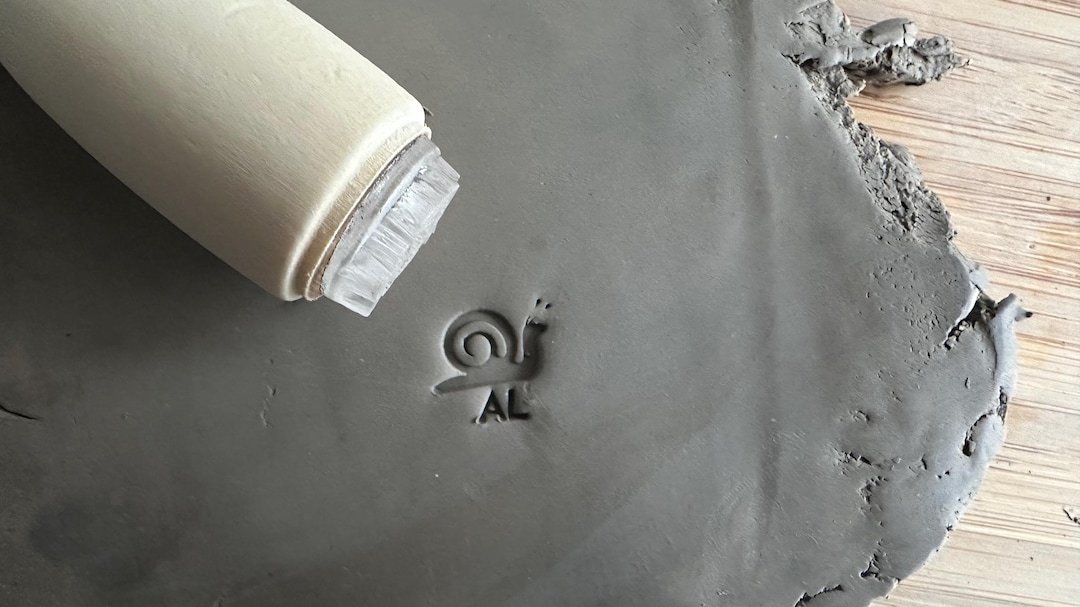 Personalized Pottery Stamp Snail and Initials. Initials Ceramic Stamp ...