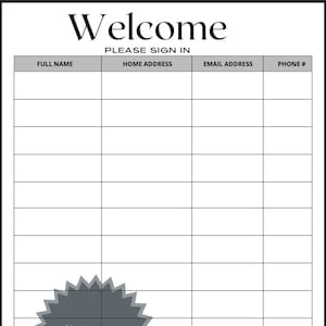General Sign in Sheet for Event With Name, Address, Email, and Phone ...