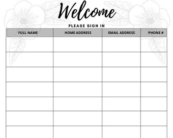 Printable Sign-in Sheet Digital Download Name/address - Etsy