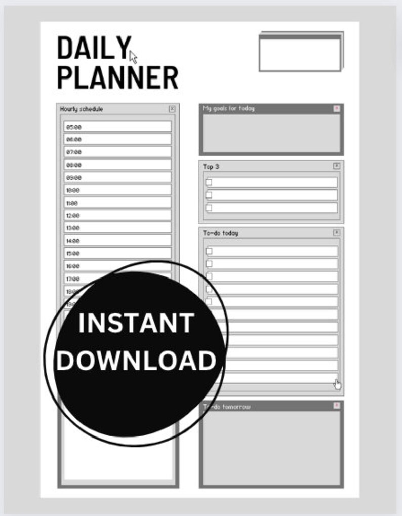 Daily Planner Printable | Instant Download | TO DO List, Hourly ...