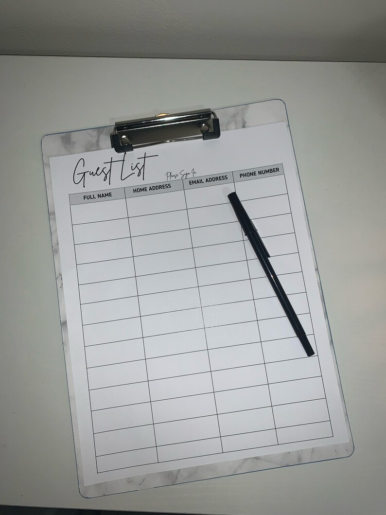 Digital Guest List, Downloadable Guest List for Event, Instant ...