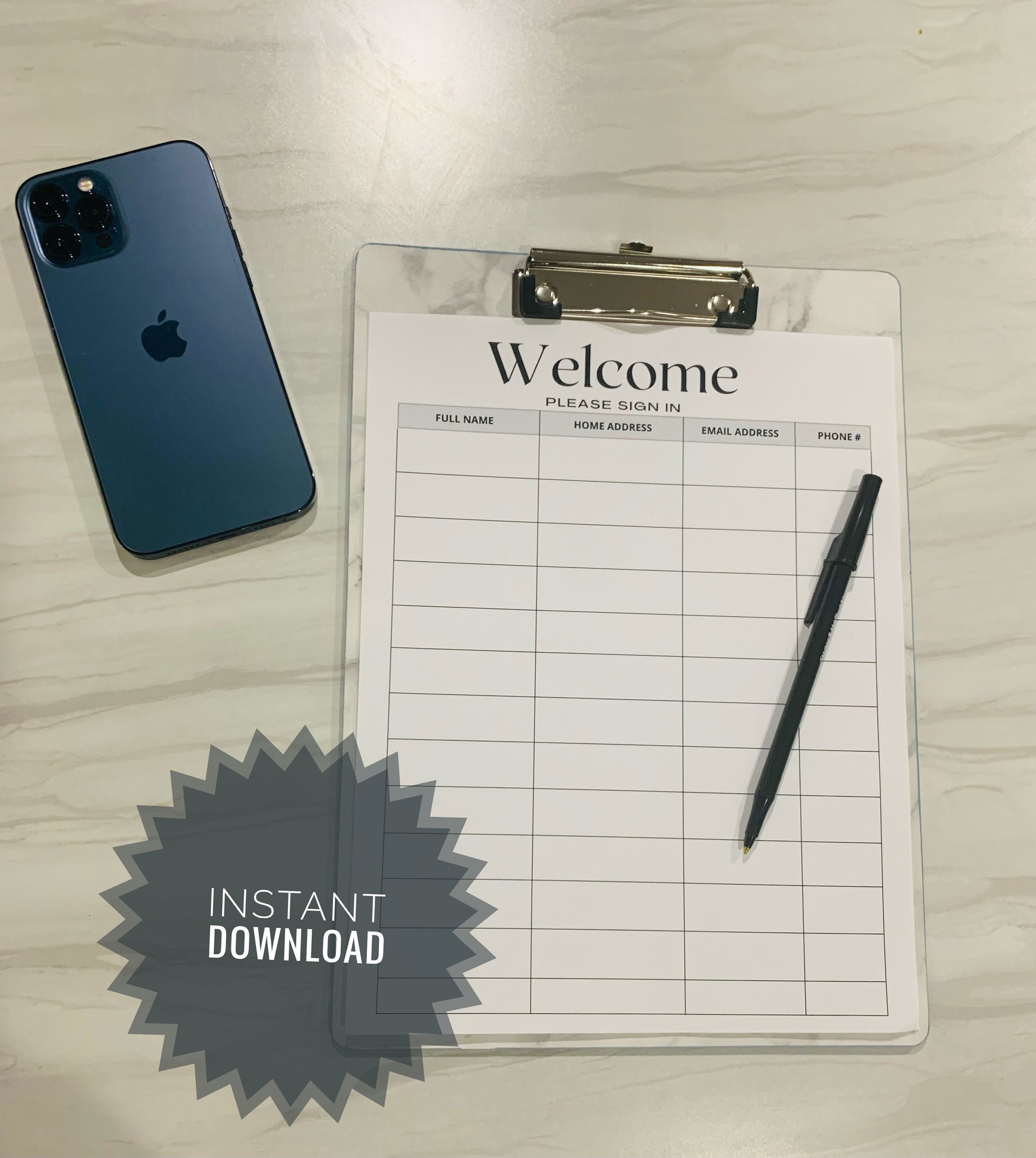 General Sign in Sheet for Event With Name, Address, Email, and Phone ...
