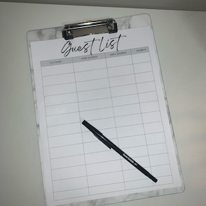 Instant Downloadable Guest List, Sign in Sheet With Name, Address ...