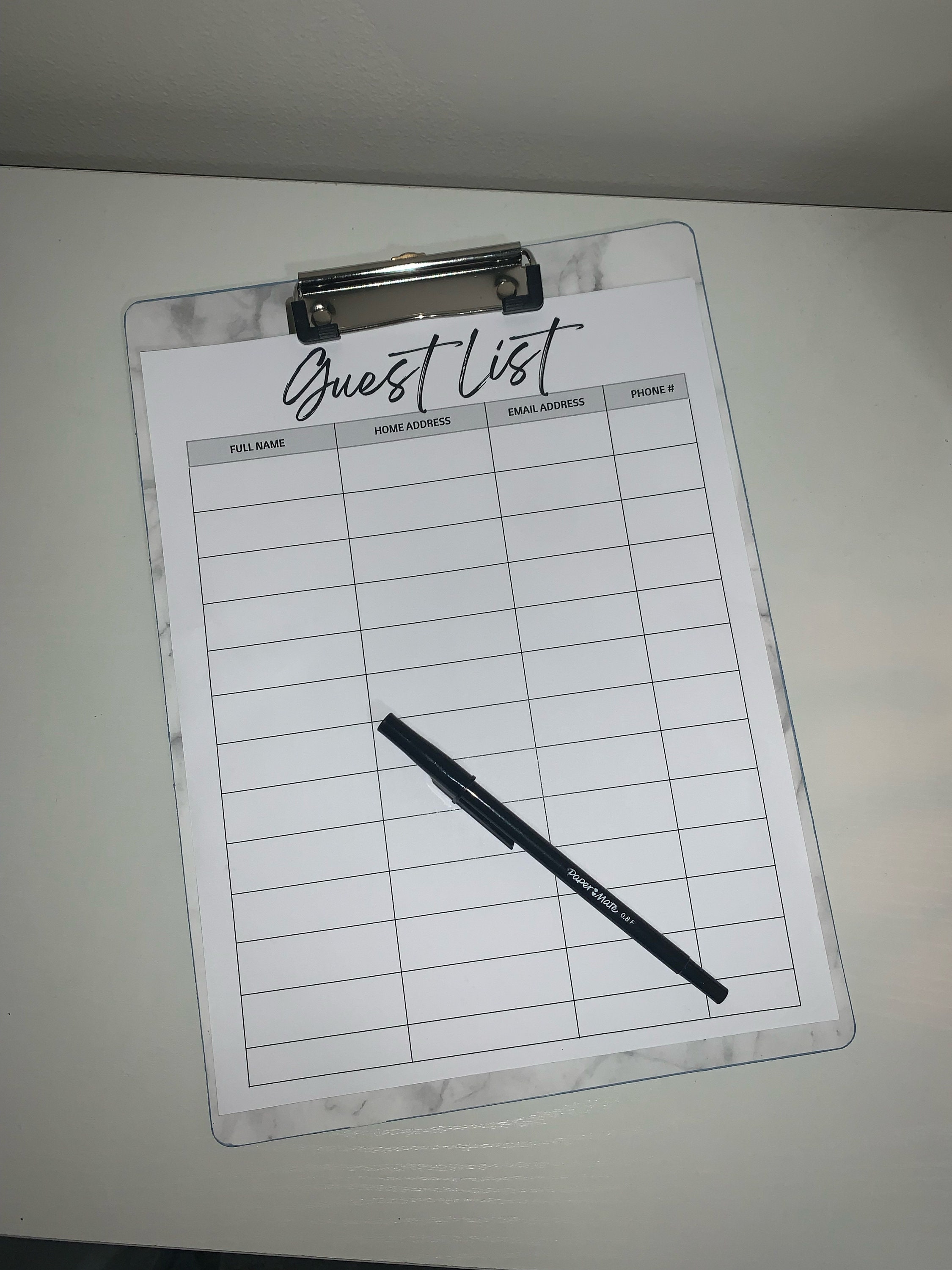 Instant Downloadable Guest List, Sign in Sheet With Name, Address ...