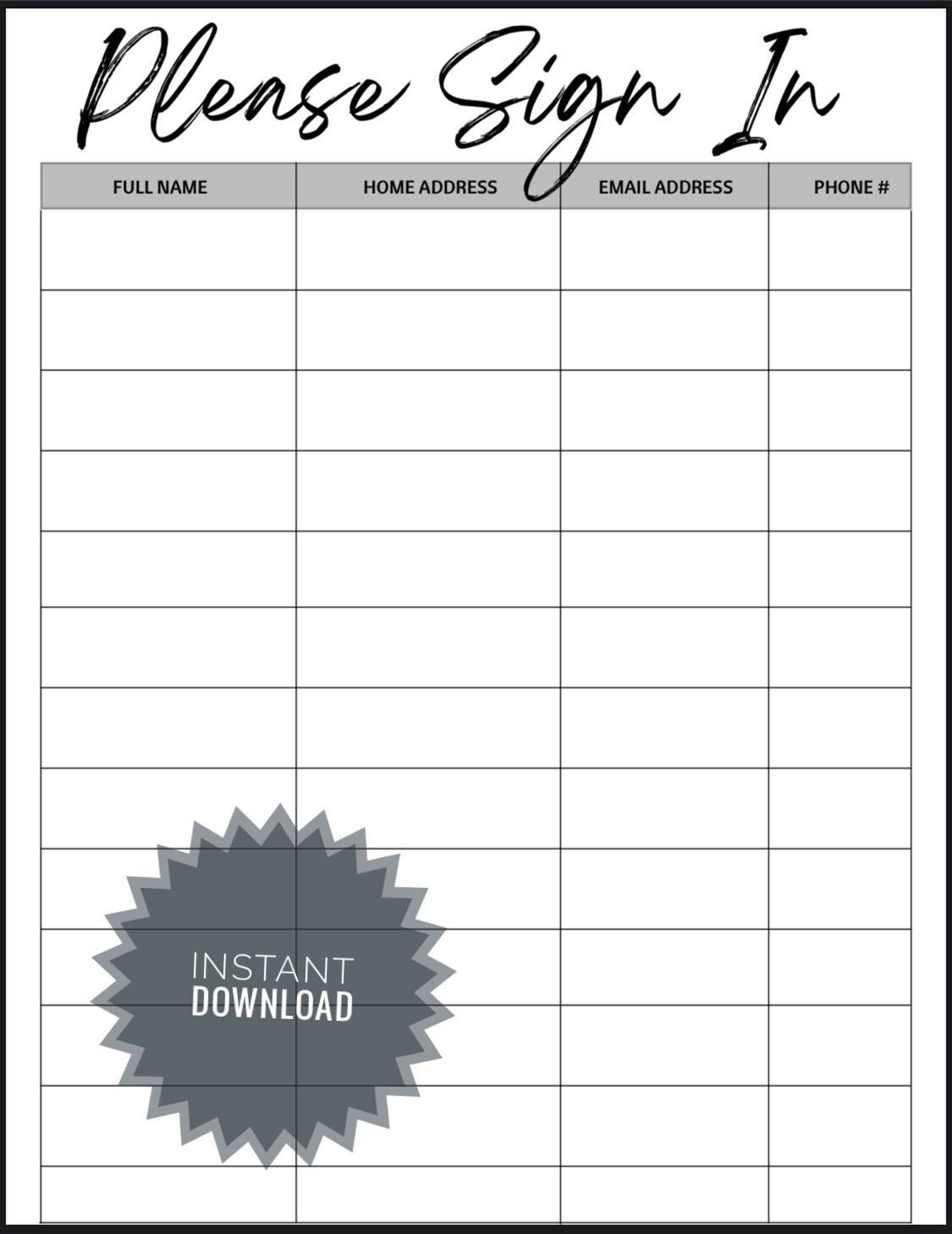 Please Sign in | Sign in Sheet 8.5" X 11" - Etsy