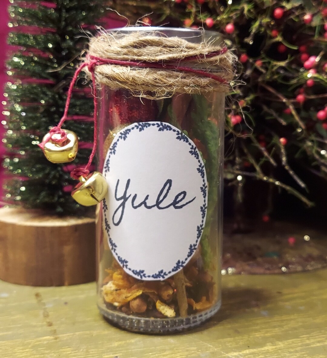 Yule Witch Offering Jar, Yuletide, Altar Spell Supplies, Witchy Decor ...