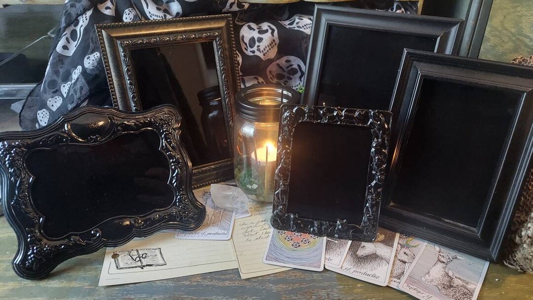 Black Scrying Glass, Scrying Mirror, Framed Scrying Mirror, Divination ...