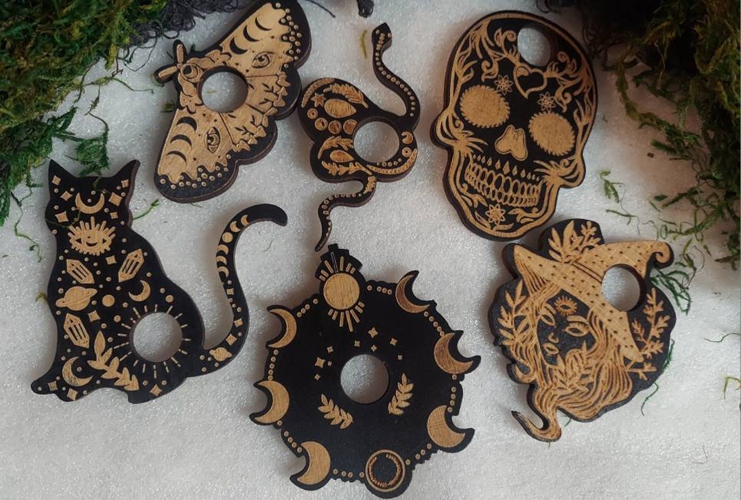 Black Wooden Sphere Stands 6 Pk, Wooden Sphere Stands, Black Crystal ...