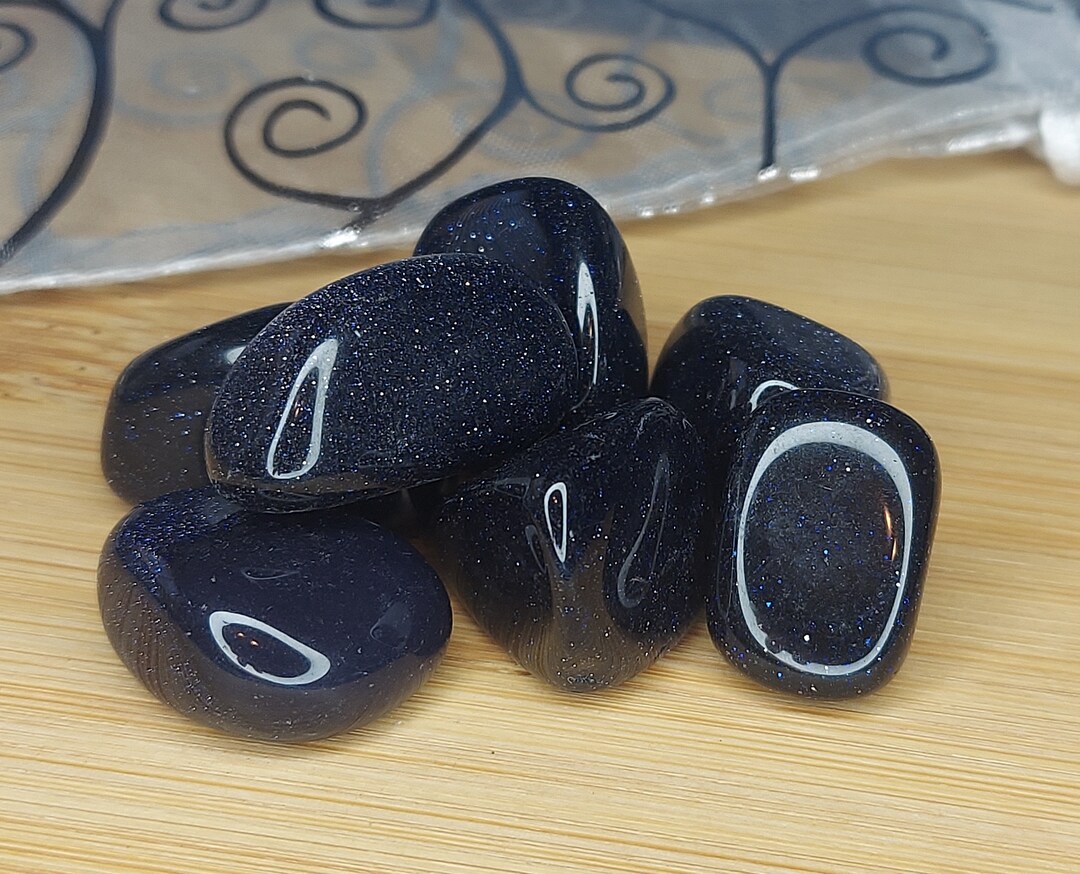 Blue Goldstone Tumbled Crystal, Gothic Witchy Home Decor, Altar, Spell ...