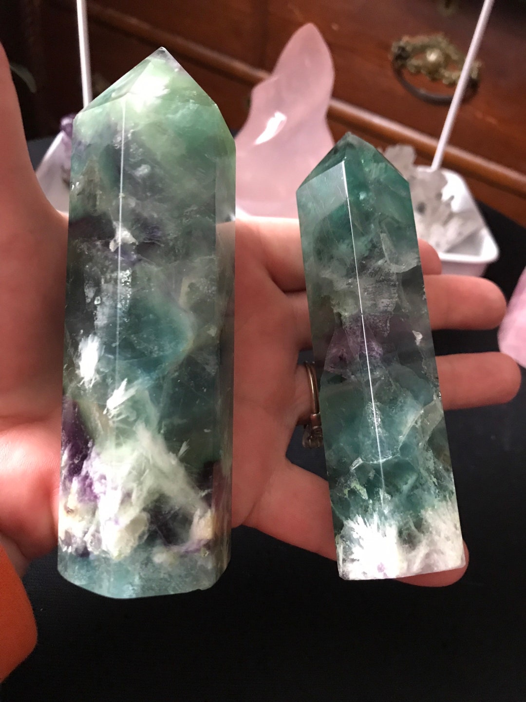Rainbow Snowflake Fluorite Towers/ Blue/ Green /purple/ White/point - Etsy