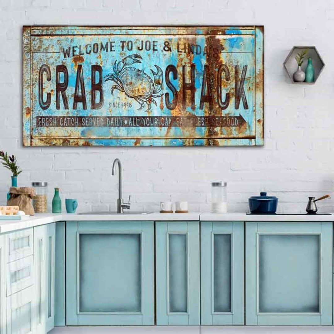 Coastal Wall Decor,beach House Sign, Crab Sign, Beach House Wall Decor ...