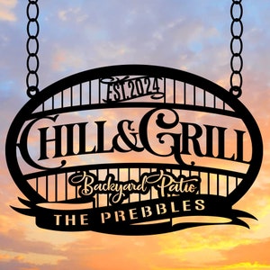 Bar and Grill Sign, Grilling Sign, Grill Decor, Outdoor Kitchen Decor ...