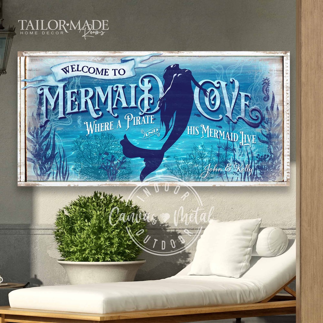 Pool & Patio Sign, Pool Decor, Mermaid Sign Art, Pool Sign, Pool Deck ...