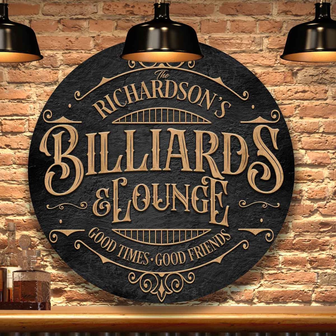 Billiards Sign Pool Hall Decor Sign Bar Signs Bar Decor Basement Bar