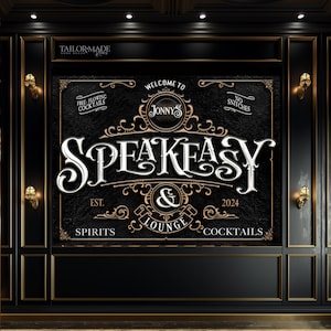 Speakeasy Sign, Speakeasy Bar and Lounge, Bar Signs, Personalized Bar ...