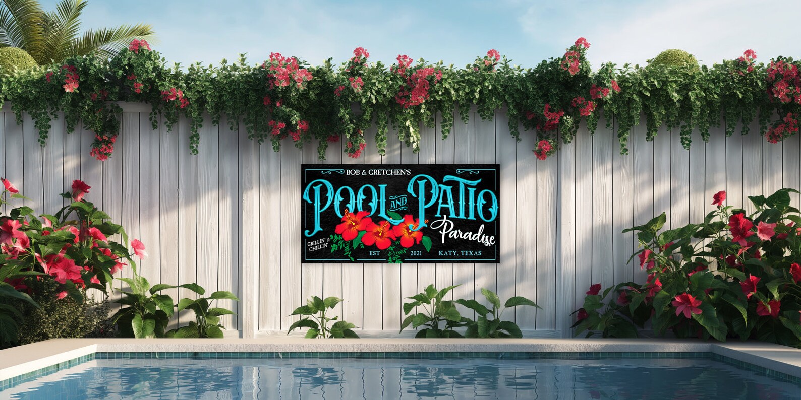 Pool and Patio Sign, Personalized Pool Sign, Custom Pool Sign,patio ...