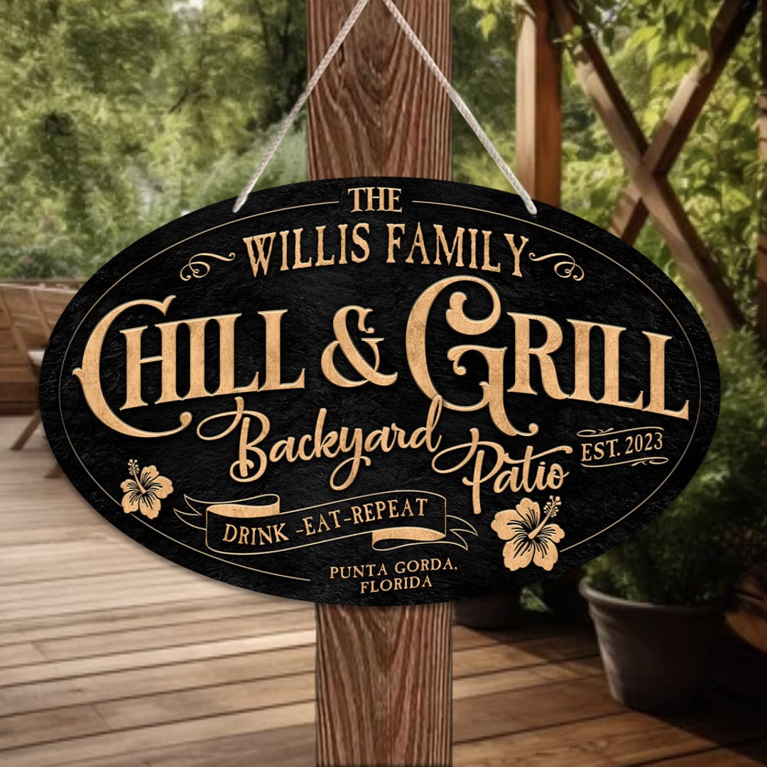 Bar and Grill Sign, Personalized Bar & Grill Sign, Pool and Patio Signs ...